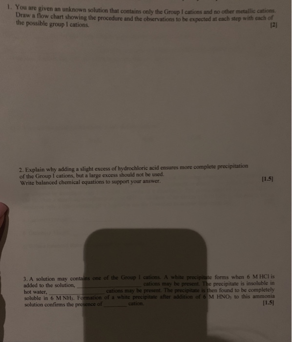 Solved _is a major group reagent to precipitate cations of | Chegg.com