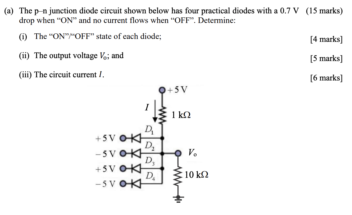Solved (a) The p-n junction diode circuit shown below has | Chegg.com