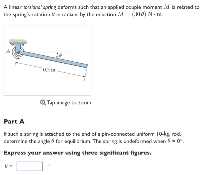 Solved A linear torsional spring deforms such that an | Chegg.com