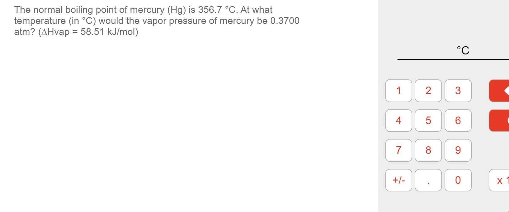 Solved The normal boiling point of mercury (Hg) is 356.7 °C. | Chegg.com