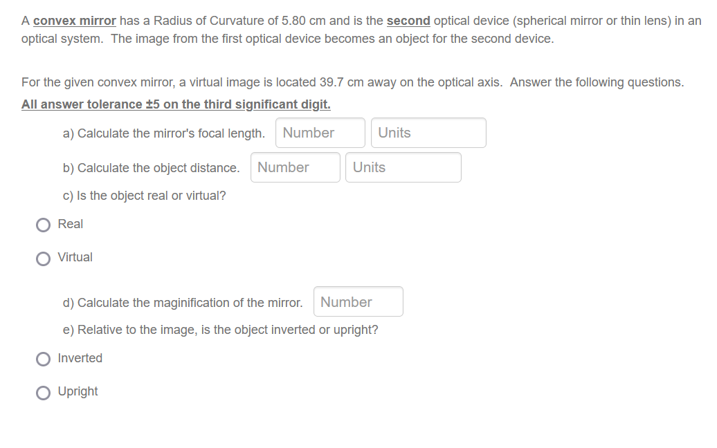 Solved A convex mirror has a Radius of Curvature of 5.80 cm | Chegg.com