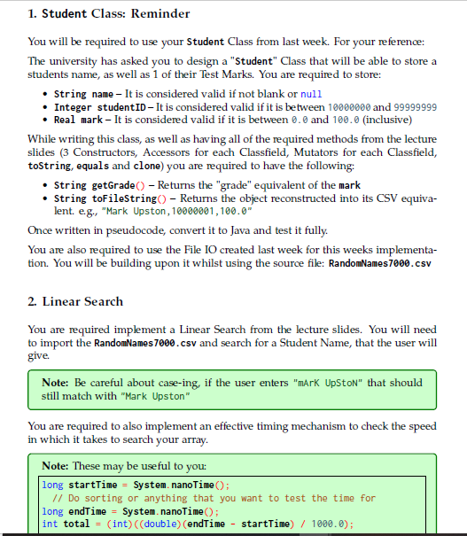 Solved 1. Student Class: Reminder You will be required to | Chegg.com