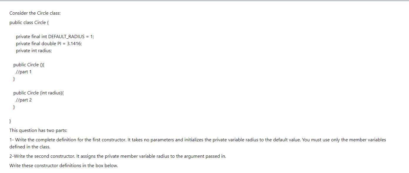 Solved Consider the Circle class: public class Circle | Chegg.com
