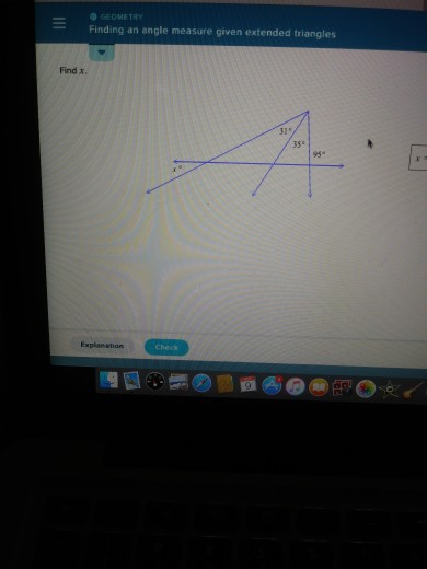 Solved GEOMETR Finding an angle measure given extended | Chegg.com