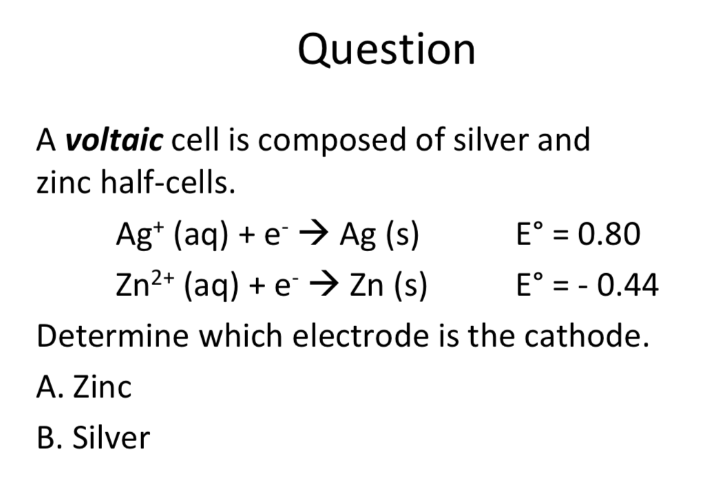 Solved Question A voltaic cell is composed of silver and | Chegg.com