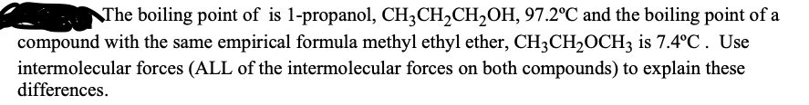 Solved The boiling point of is 1-propanol, CH3CH2CH2OH, | Chegg.com