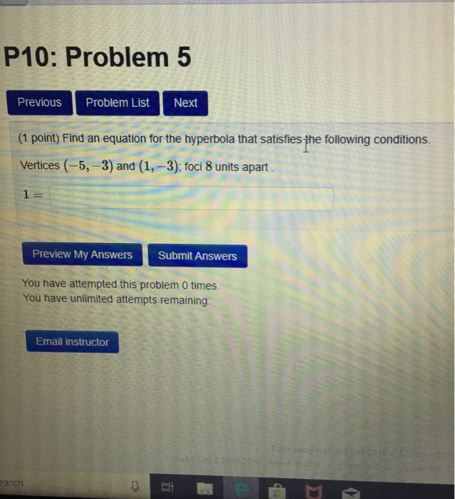 Solved P10: Problem 5 Previous Problem List Next (1 point) | Chegg.com