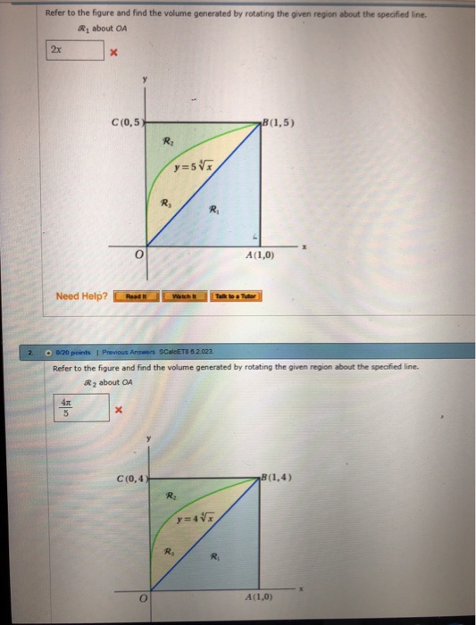 Solved Refer to the figure and find the volume generated by | Chegg.com