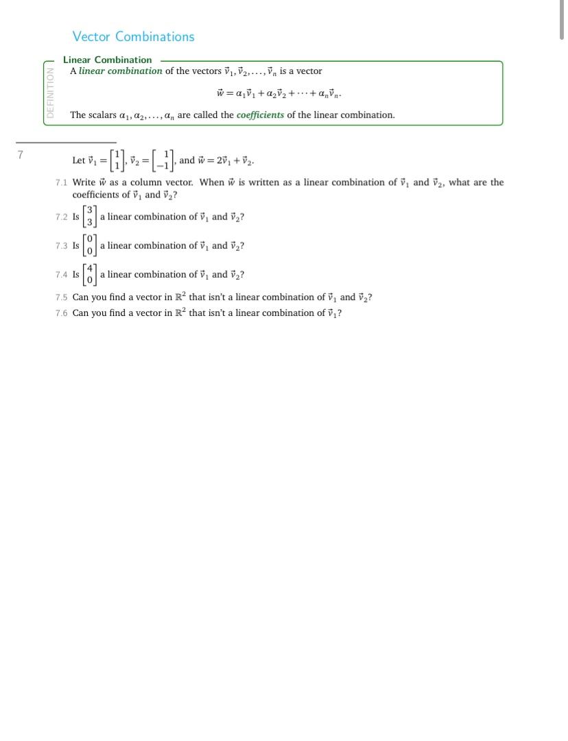 Solved Linear Combination A linear combination of the | Chegg.com