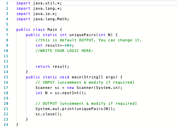 Solved Mathematics: Unique Pairs For a given number N, write | Chegg.com