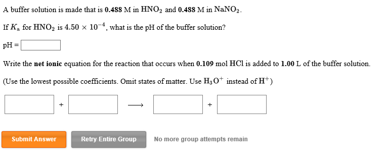 Solved A buffer solution is made that is 0.488 M in HNO2 and | Chegg.com