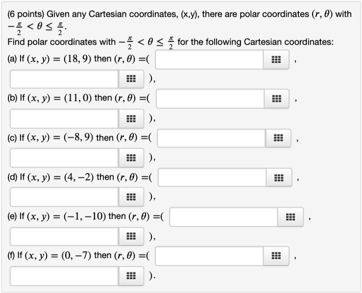 Solved 6 points given Any Cartesian Coordinates X Y