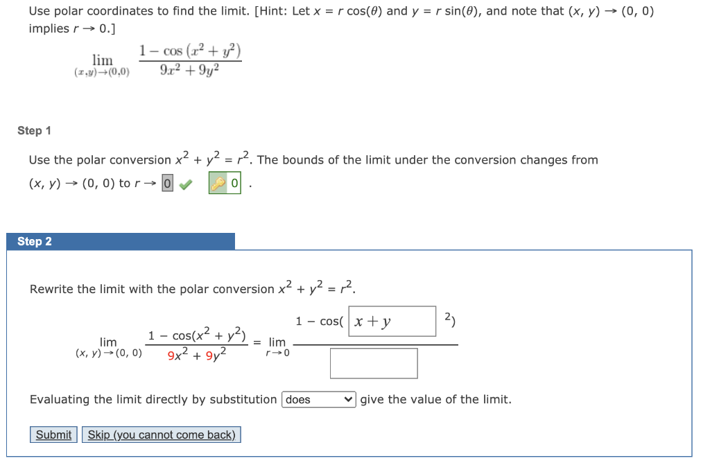 Solved Use Polar Coordinates To Find The Limit Hint Let X Chegg