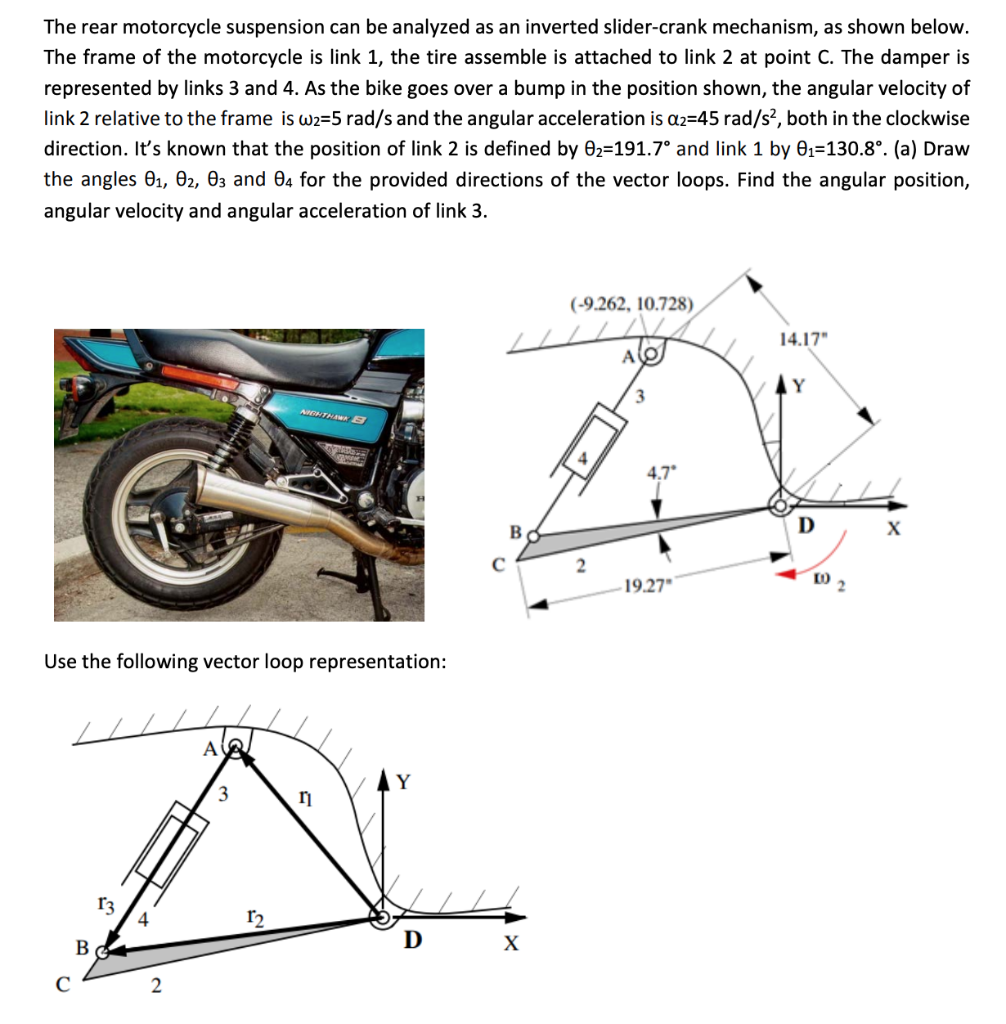 Solved The rear motorcycle suspension can be analyzed as an | Chegg.com
