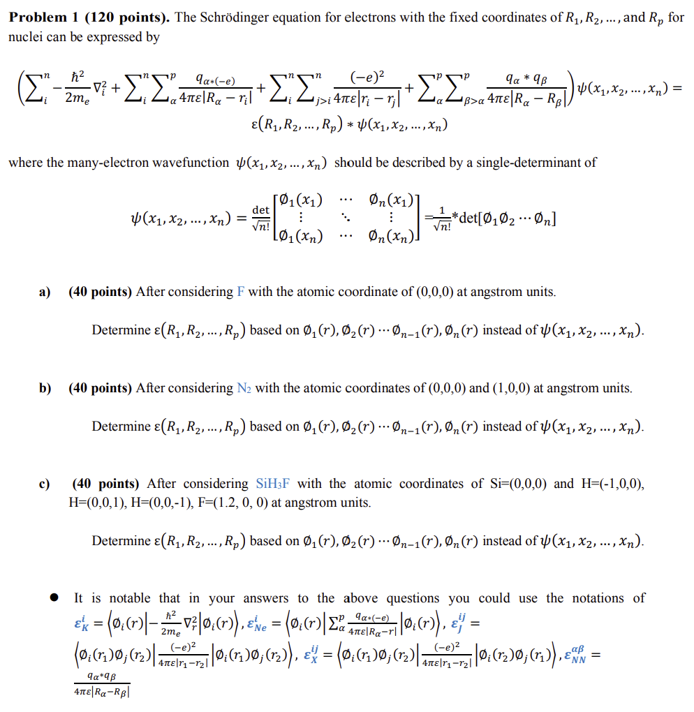 I want the each questions solved in exact equations | Chegg.com