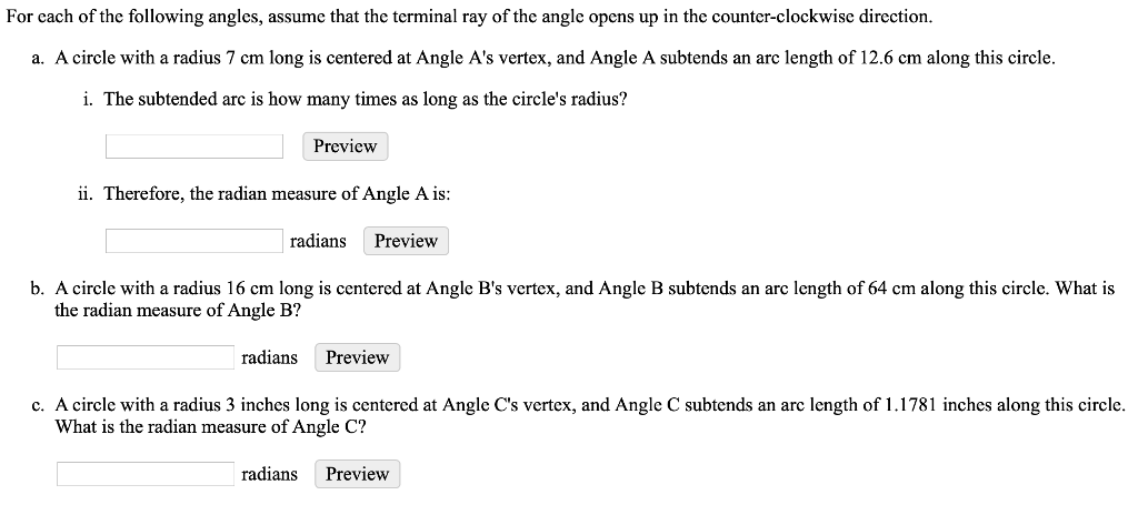 Solved For cach of the following angles, assume that the | Chegg.com