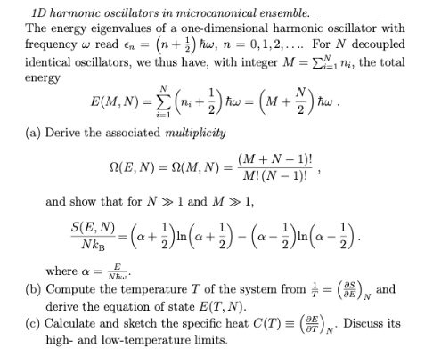 Solved 1D harmonic oscillators in microcanonical ensemble. | Chegg.com