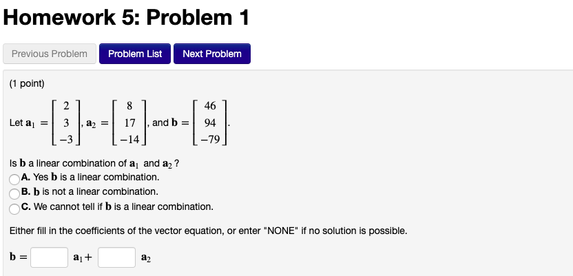 Solved Homework 5: Problem 1 Previous Problem Problem List | Chegg.com