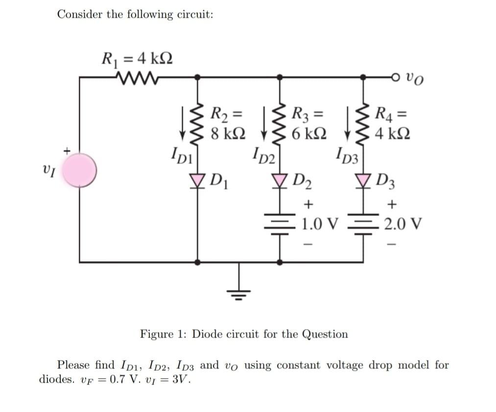 Solved Consider the following circuit: Figure 1: Diode | Chegg.com