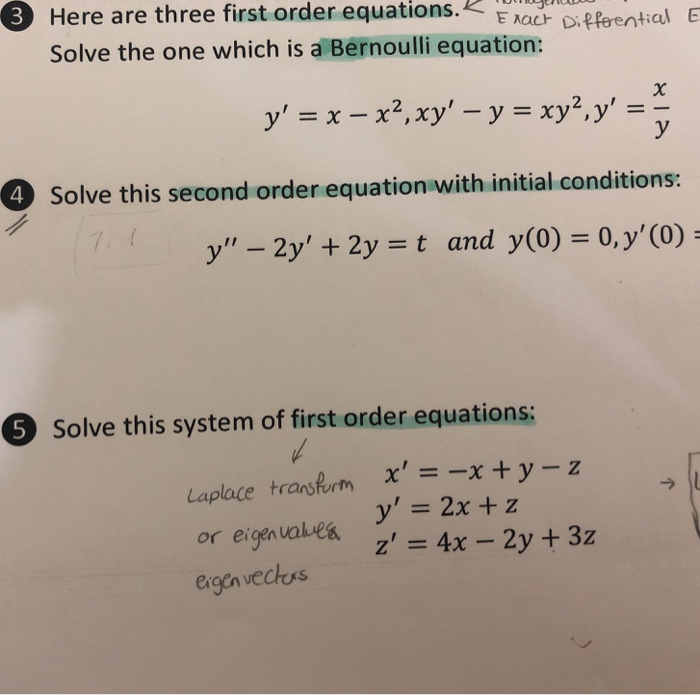 Solved 1 Find two independent solutions to this system of | Chegg.com