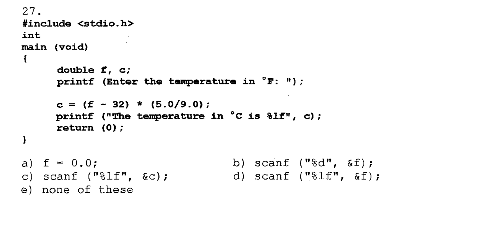 Solved SECTION VII: Identify the correct missing line in the | Chegg.com