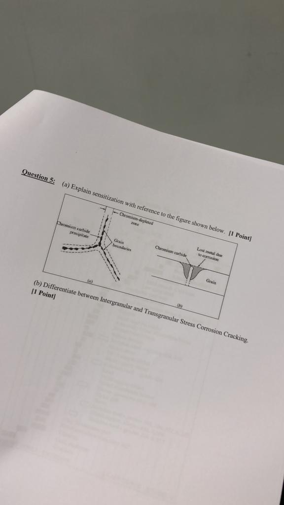 Solved Question 5: (a) Explain sensitization with reference | Chegg.com