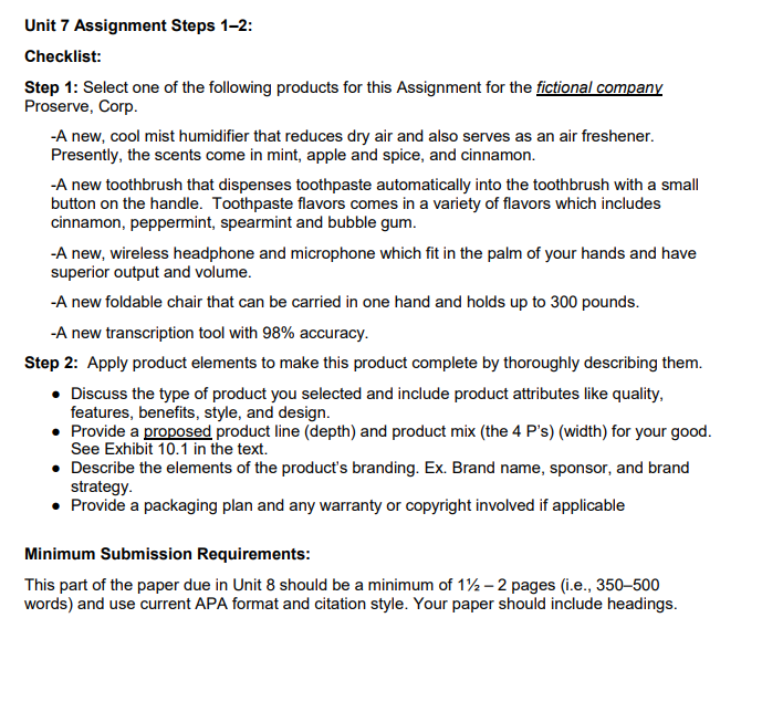 Solved Unit 7 Assignment Steps 1-2: Checklist: Step 1: | Chegg.com Solved Unit 7 Assignment Steps 1-2: Checklist: Step 1: | Chegg.com