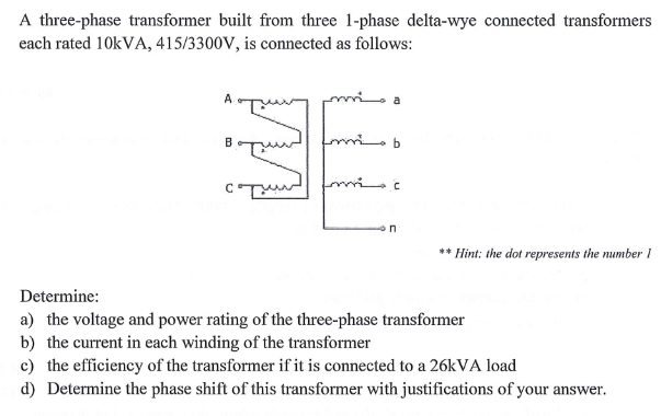 Solved A three-phase transformer built from three 1-phase | Chegg.com