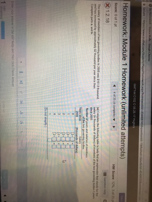 Solved MAT 144 0102 0 06.26.17 Hughes Homework: Module 1 | Chegg.com Solved MAT 144 0102 0 06.26.17 Hughes Homework: Module 1 | Chegg.com