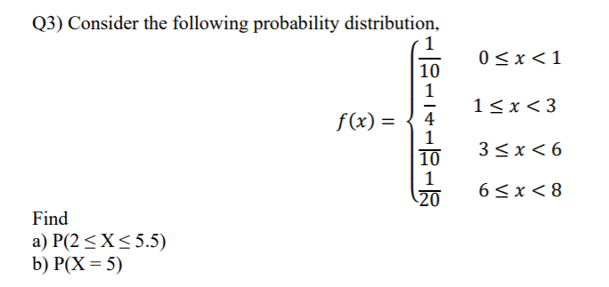 Solved (3) Consider the following probability distribution, | Chegg.com
