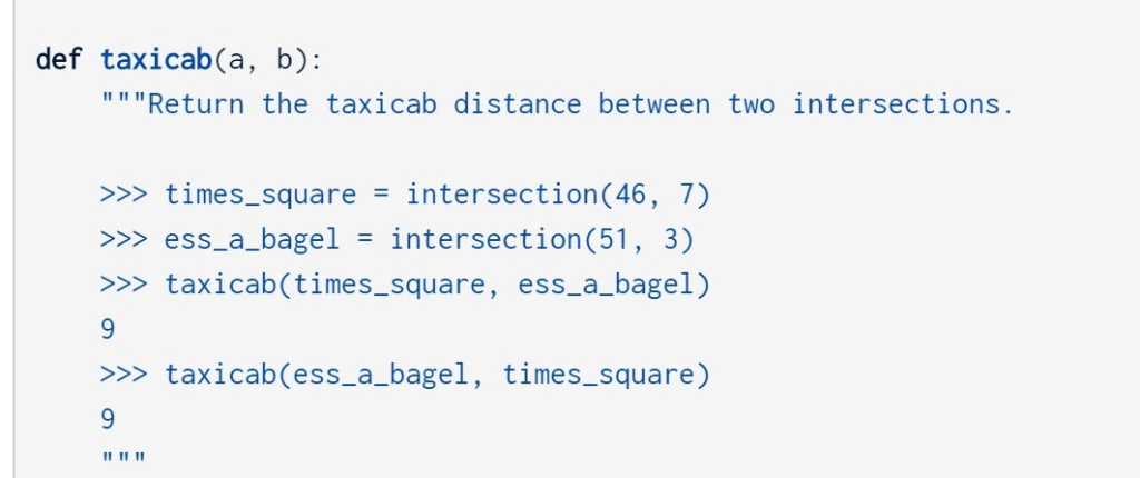 Solved Abstraction Q1: Taxicab Distance An intersection in | Chegg.com
