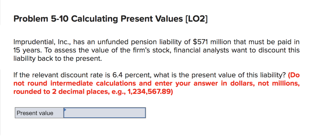 Solved Problem 5-10 Calculating Present Values [LO2] | Chegg.com