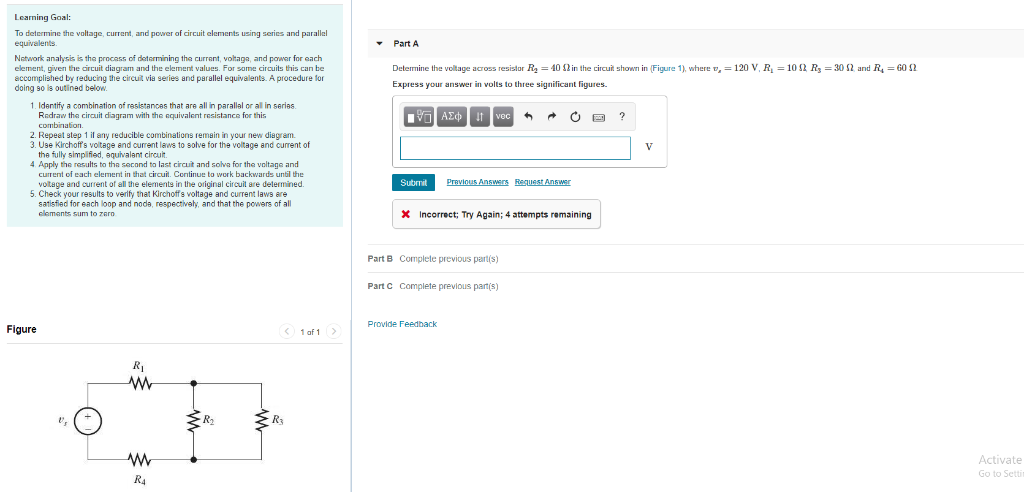 Solved Learning Goal: To determine the voltage, current and | Chegg.com