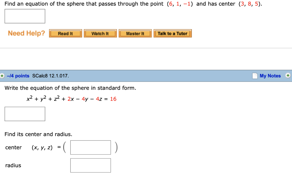 Solved Find an equation of the sphere that passes through | Chegg.com