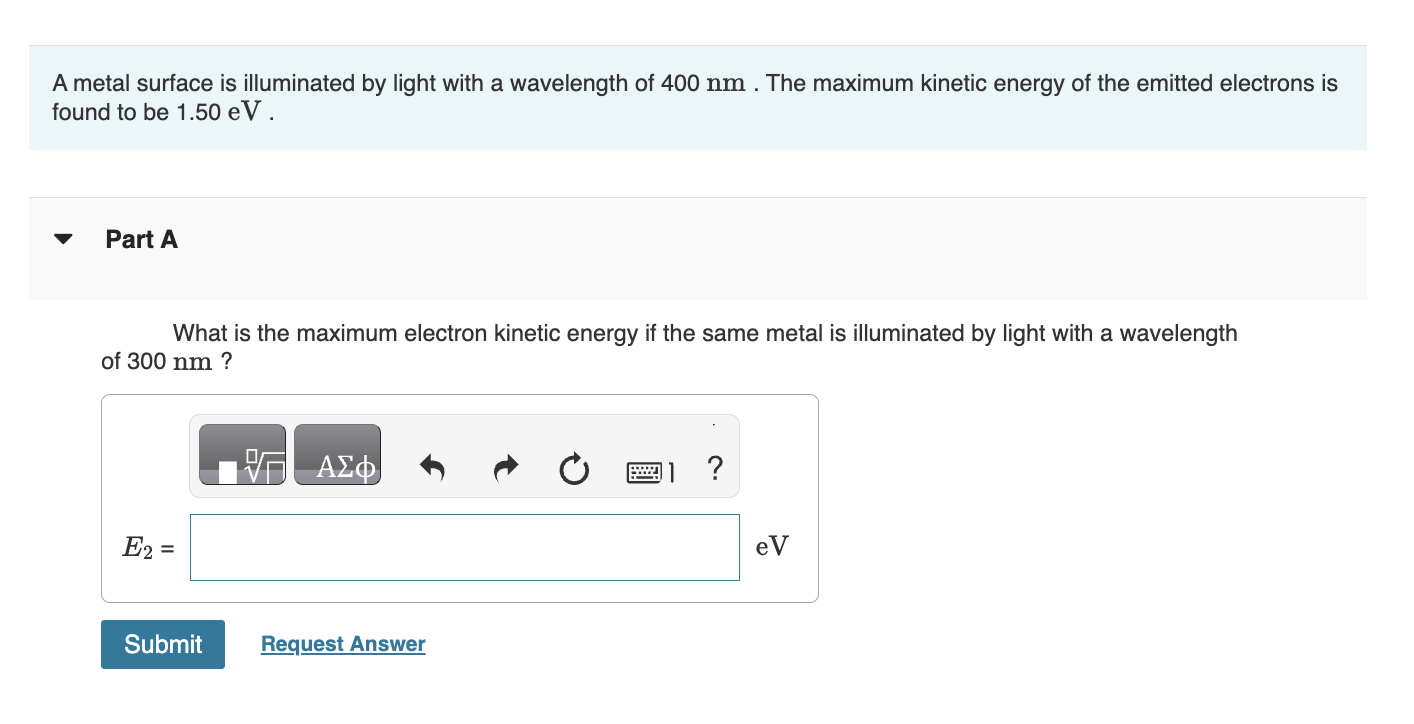Solved metal surface is illuminated by light with a | Chegg.com