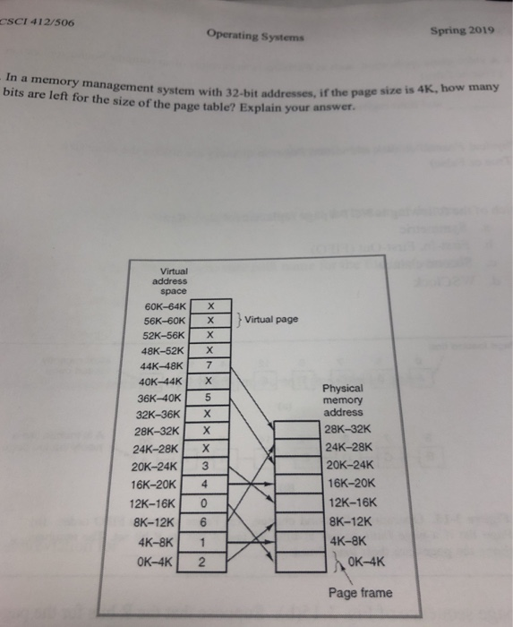 Solved CSCI 412/506 Spring 2019 Operating Systems In a | Chegg.com