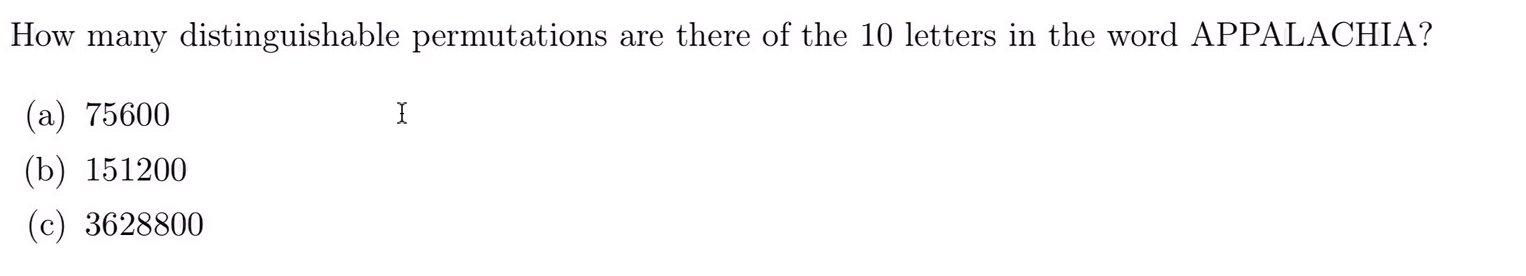 Solved How many distinguishable permutations are there of | Chegg.com
