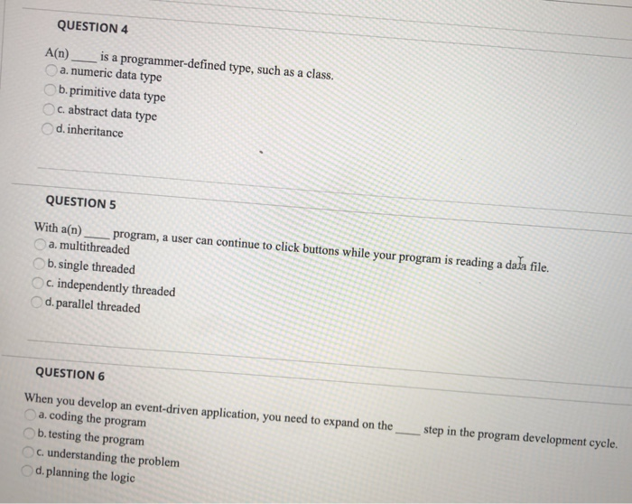 Solved Question4 An一一s A Programmer Defined Type Such As