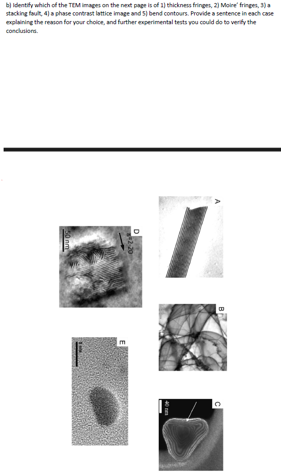Solved b) ﻿Identify which of the TEM images on the next page | Chegg.com