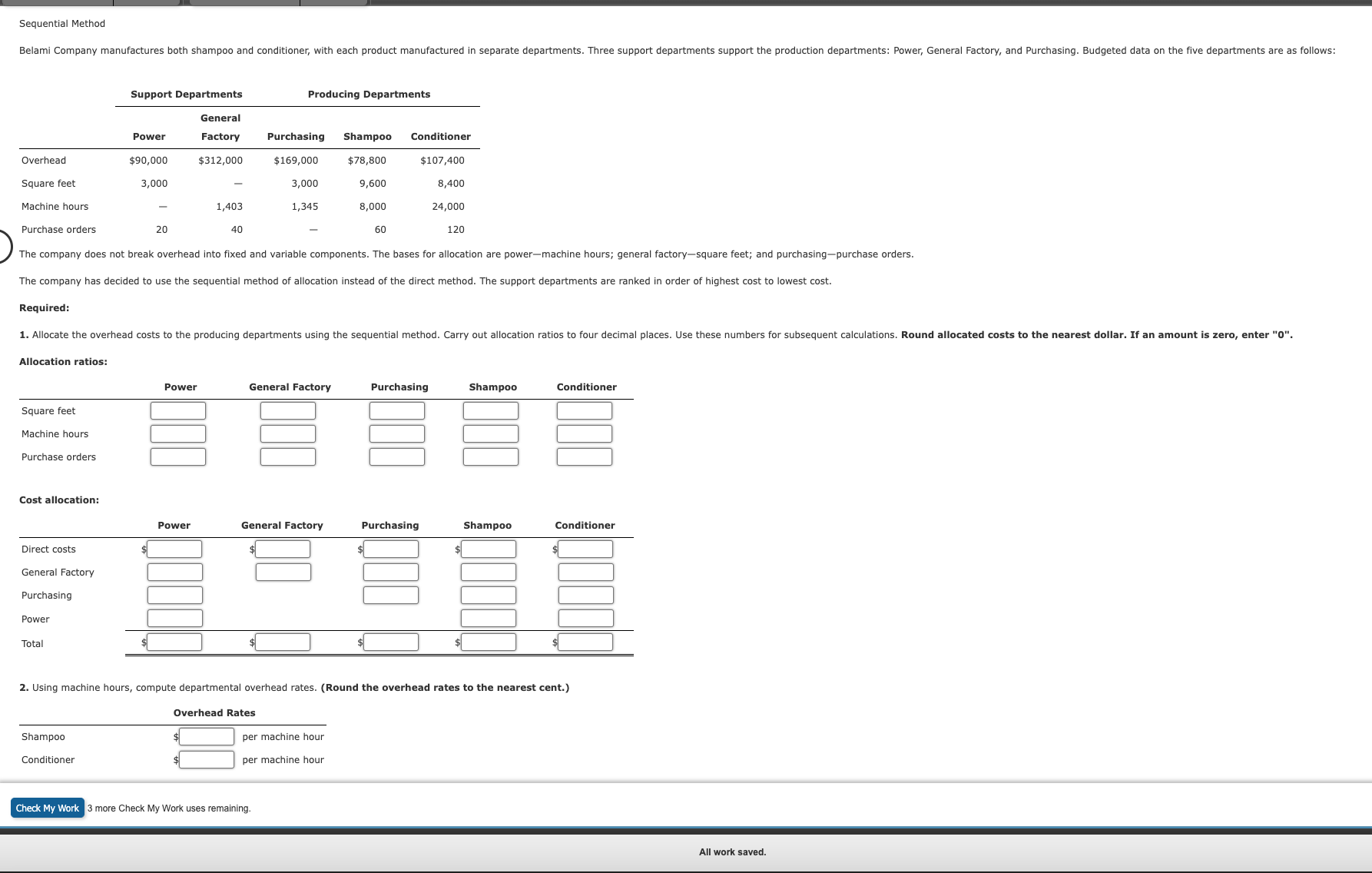 Solved Need answers pleaseSequential MethodThe company does | Chegg.com