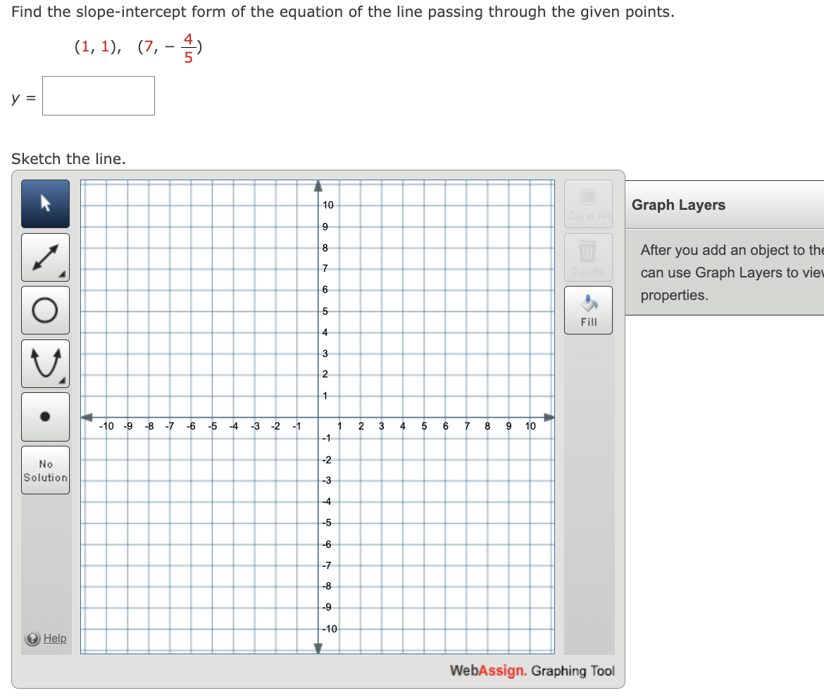 Solved (1,1),(7,−54) y= Sketch the line. Graph Layers After | Chegg.com