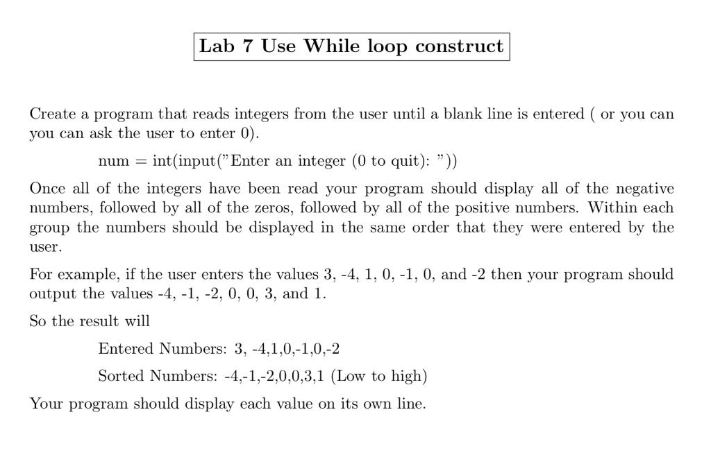 Solved Lab 7 Use While Loop Construct Create A Program That