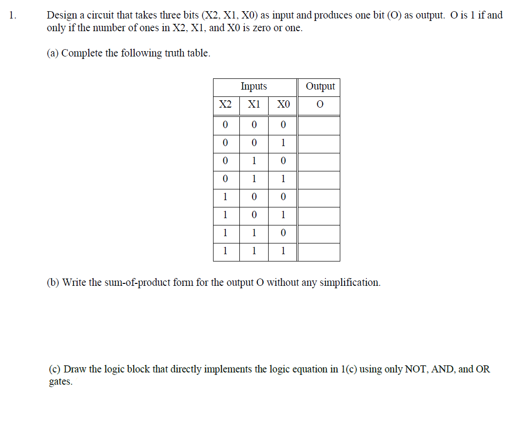 Solved Design a circuit that takes three bits (X2,X1,X0) as | Chegg.com