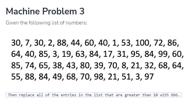 Solved Machine Problem 3 Given The Following List Of 