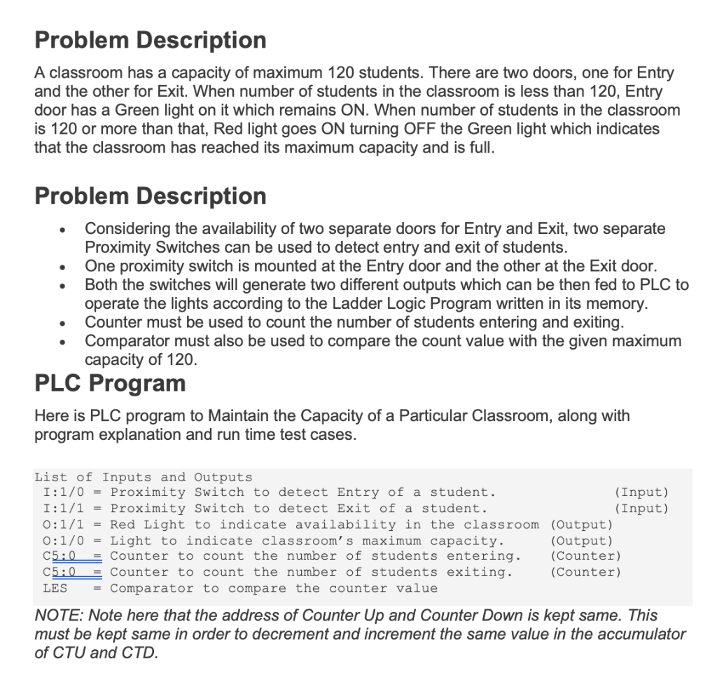 Solved Problem Description A classroom has a capacity of | Chegg.com