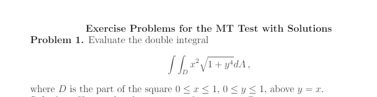 Solved Exercise Problems for the MT Test with Solutions | Chegg.com