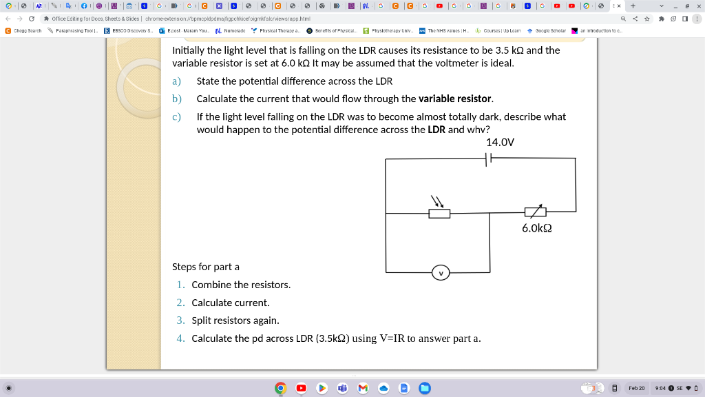 Solved Initially the light level that is falling on the LDR | Chegg.com