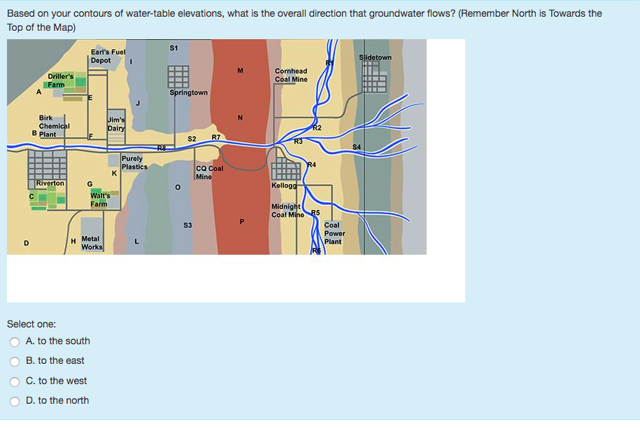 Solved Based on your contours of water-table elevations, | Chegg.com