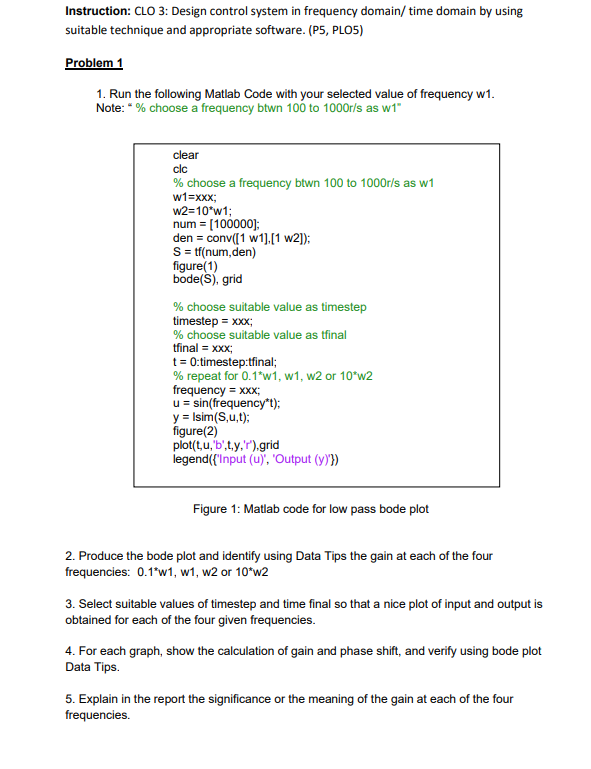 Solved Instruction: CLO 3: Design control system in | Chegg.com