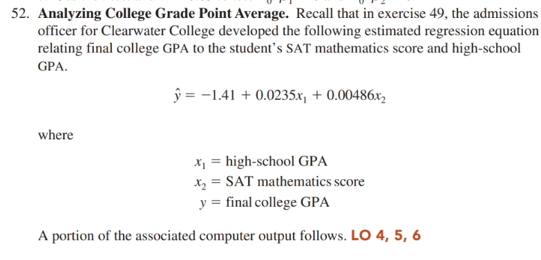 Solved 52. Analyzing College Grade Point Average. Recall | Chegg.com